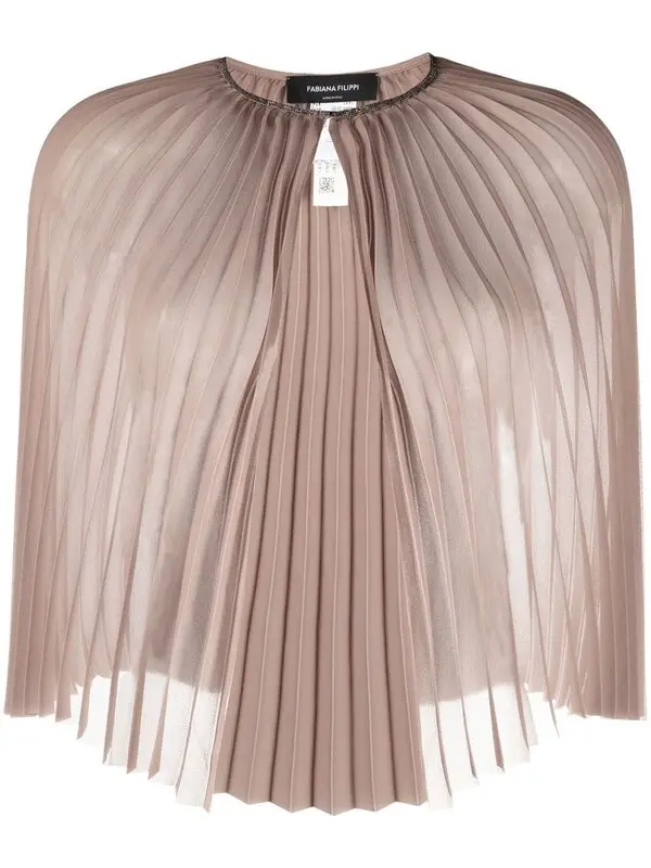 Fabiana Filippi Stud-embellished Pleated Cape - Neutrals