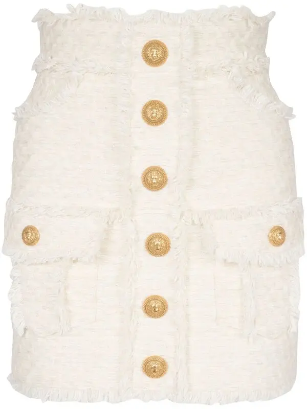 Balmain Tweed Mini Skirt - Neutrals