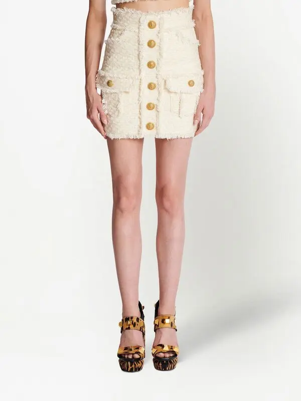 Balmain Tweed Mini Skirt - Neutrals
