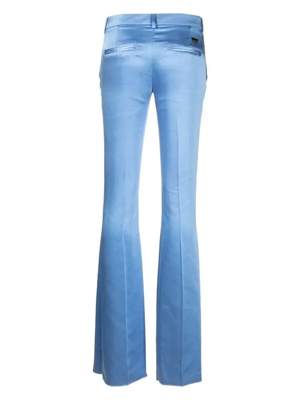 Philipp Plein Flared Satin Trousers - Blue