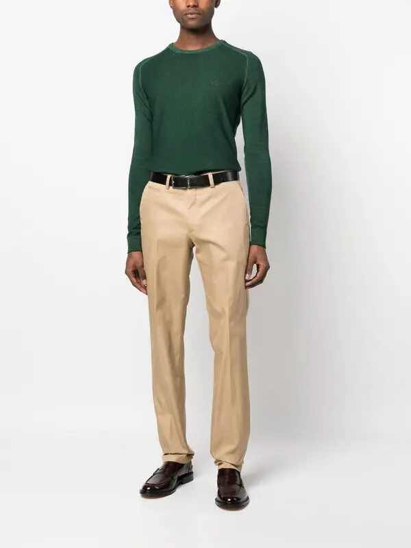 Etro Embroidered-logo Crew-neck Jumper - Green