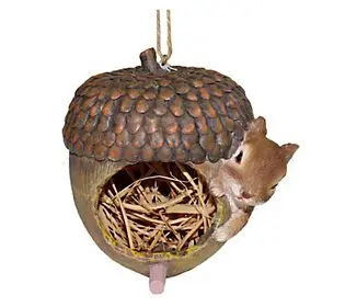 SANTA'S WORKSHOP Inc. Resin Acorn And Squirrel Birdhouse - One-color