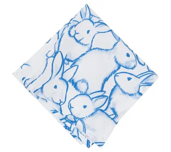 VALERIE PARR HILL Blue Bunnies & Plaid Napkin, Set Of 6 Valeri E - One-color