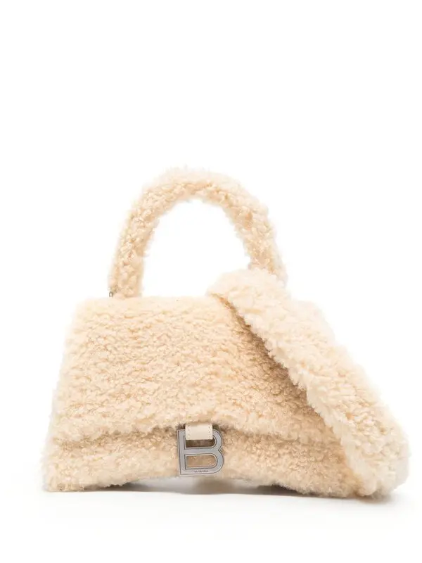 Balenciaga Small Hourglass Furry Top-handle Bag