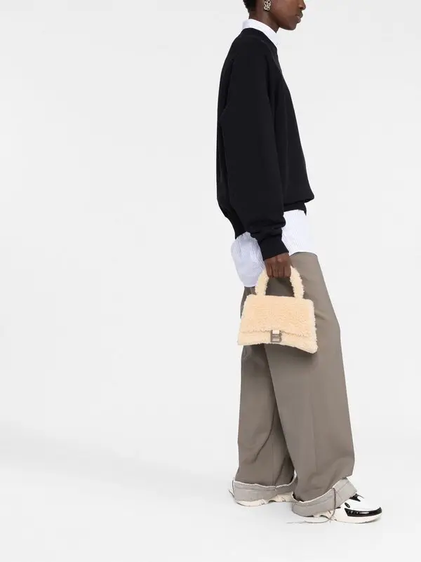 Balenciaga Small Hourglass Furry Top-handle Bag