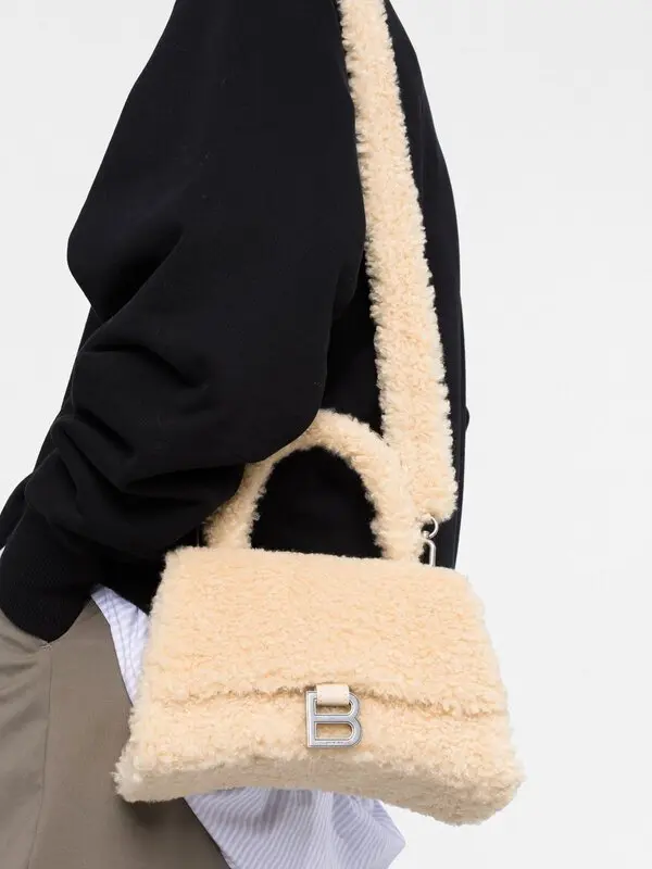Balenciaga Small Hourglass Furry Top-handle Bag
