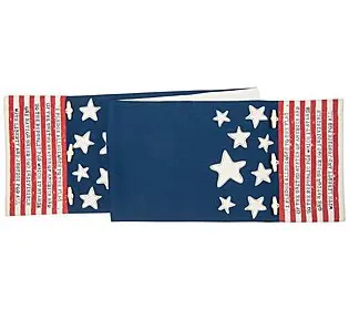VALERIE PARR HILL Patriotic Flag Table Runner Valerie
