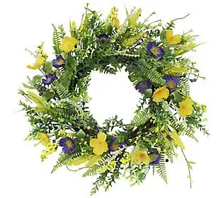 PULEO INTERNATIONAL 24' Spring Purple/yellow Fl Oral Wreath - One-color