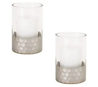 MELROSE Honeycomb Glass Candle Holder Set Of 2 - One-color