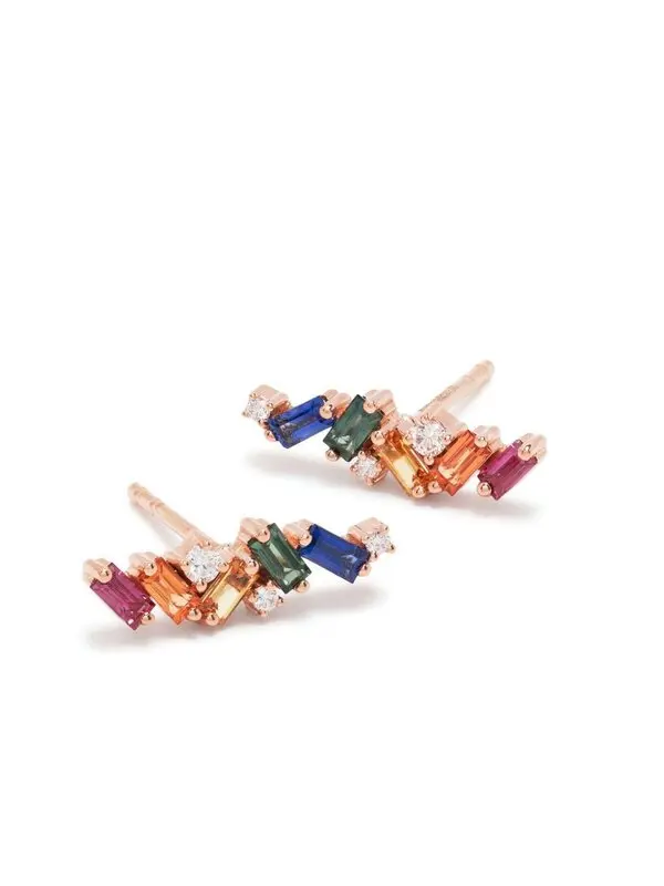 SUZANNE KALAN 18kt Rose Rainbow Diamond Stud Earrings - Gold