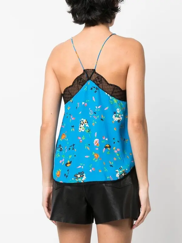 Zadig&Voltaire Christy Floral-print Lace-trimmed Camisole