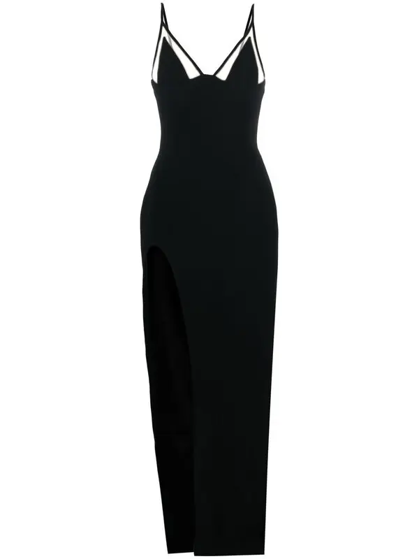 David Koma V-neck Cady Gown - Black
