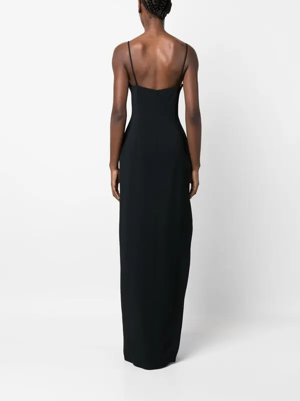 David Koma V-neck Cady Gown - Black