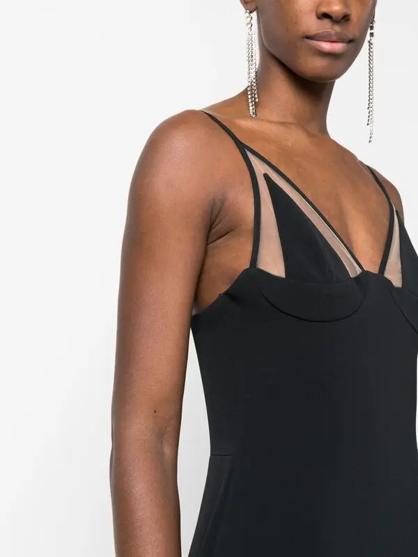 David Koma V-neck Cady Gown - Black