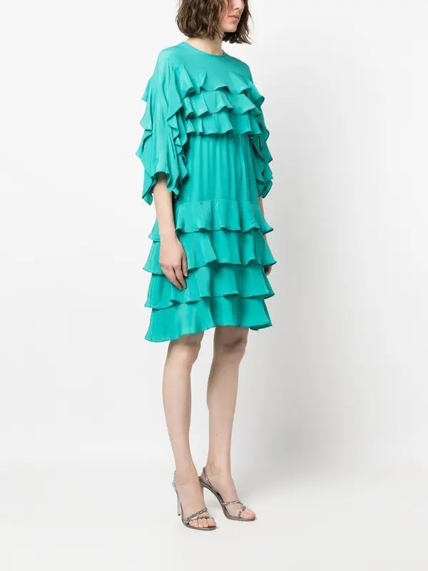 Rochas Ruffled Shift Dress In Green - 61% Off | Editorialist