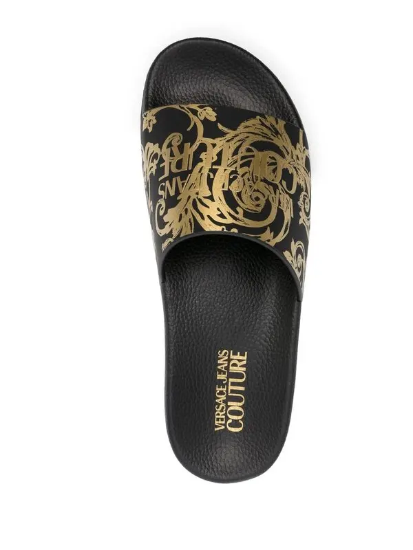 Versace Baroccoflage Slides NIB $450 Versace Baroccoflage Pool Slides Sandals Black 14  main image 4