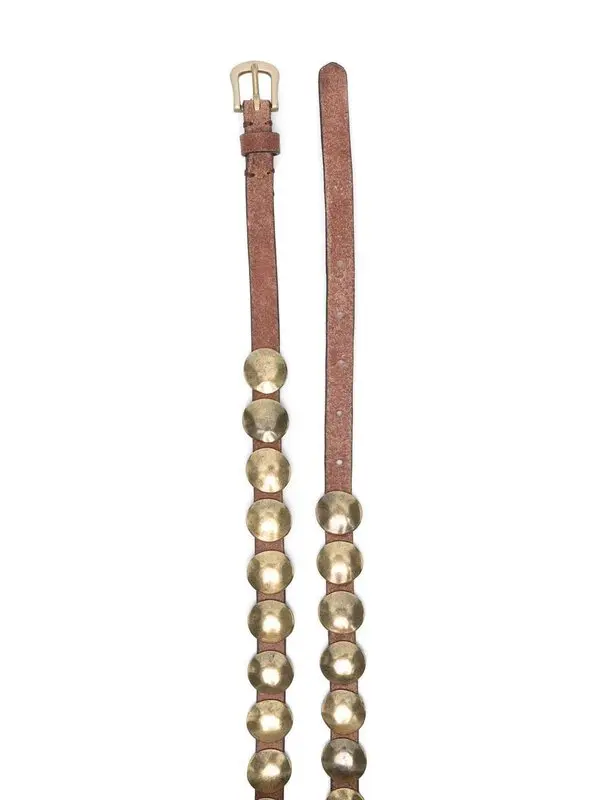 GOLDEN GOOSE Trinidad Stud-embellished Leather Belt - Brown
