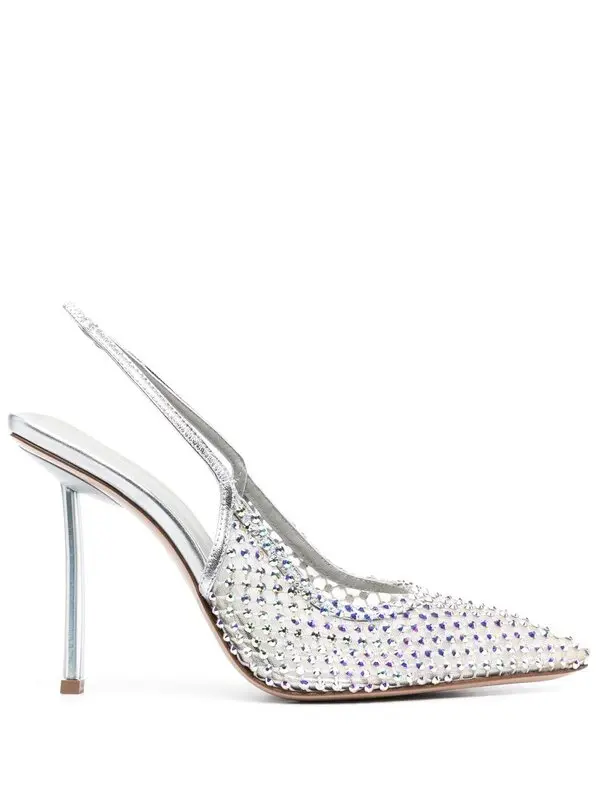 LE SILLA Crystal-embellished Slingback Pumps - Silver