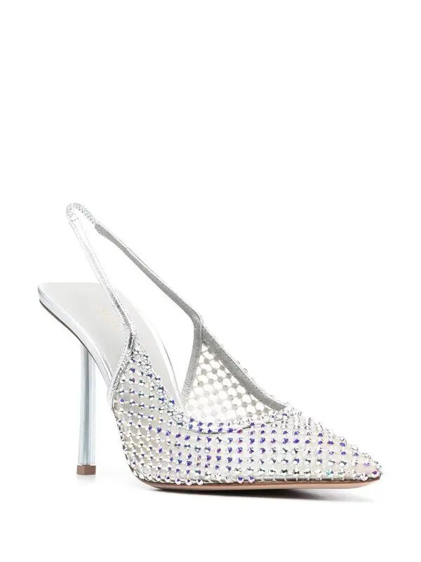 LE SILLA Crystal-embellished Slingback Pumps - Silver