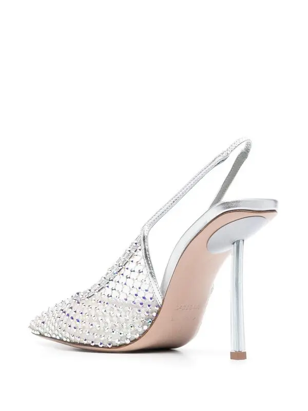 LE SILLA Crystal-embellished Slingback Pumps - Silver