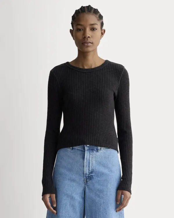 Everlane Cozy Rib Long-sleeve T-shirt - Black