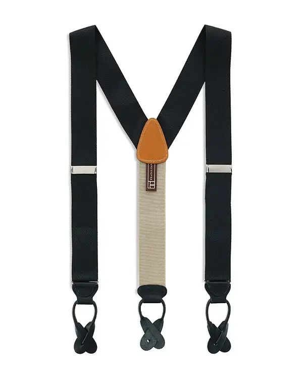 Trafalgar Hudson Nylon Button End Suspenders - Black