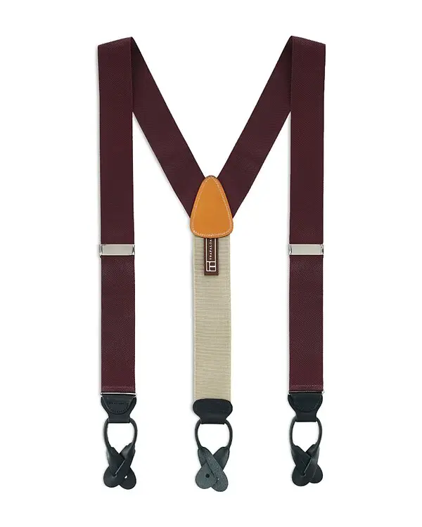 Trafalgar Hudson Nylon Button End Suspenders - Burgundy