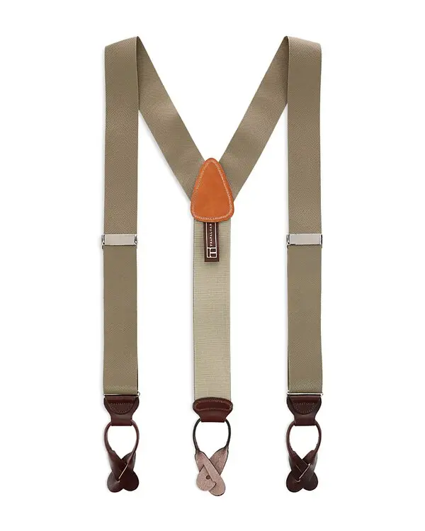 Trafalgar Hudson Nylon Button End Suspenders - Dark Khaki