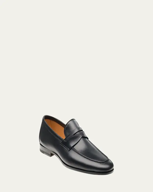 Magnanni Sasso Leather Penny Loafers - Black