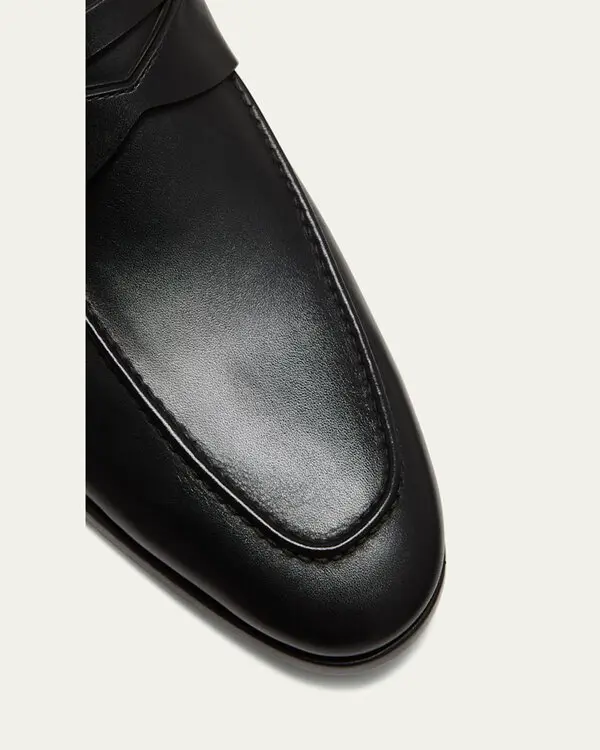 Magnanni Sasso Leather Penny Loafers - Black
