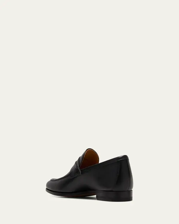 Magnanni Sasso Leather Penny Loafers - Black