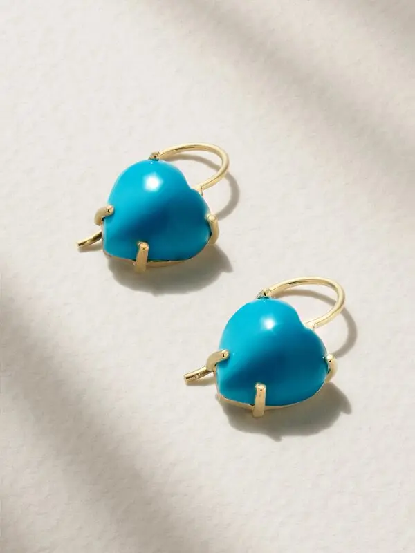 Irene Neuwirth Love 18-karat Turquoise Heart Earrings - Gold