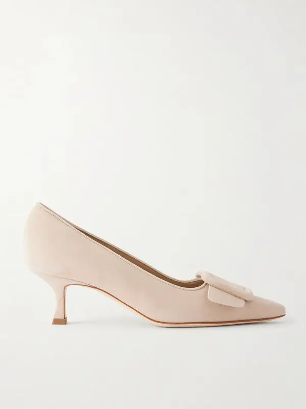 Manolo Blahnik Maysale 50 Buckled Suede Pumps - Neutrals