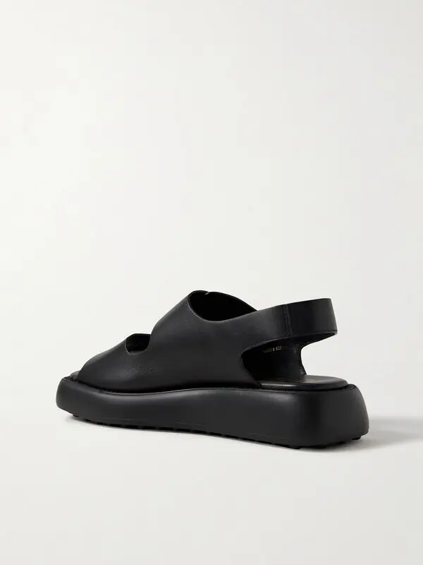TOD'S Gomma Buckled Leather Platform Sandals - Black