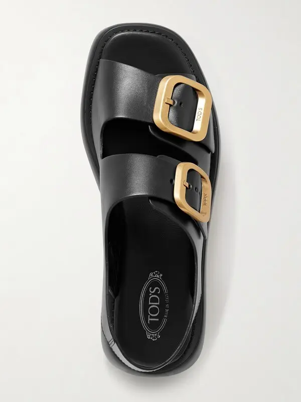 TOD'S Gomma Buckled Leather Platform Sandals - Black