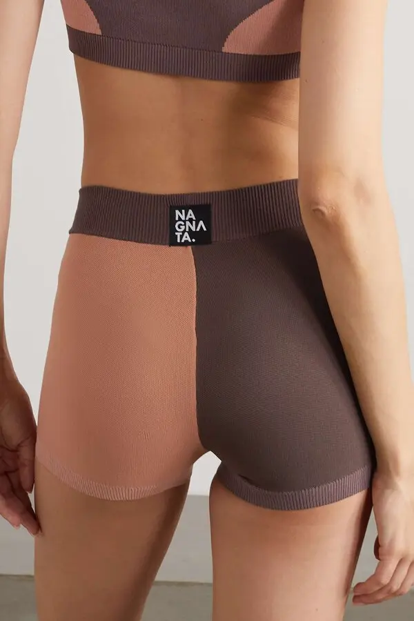 NAGNATA Net Sustain Yoni Two-tone Organic Cotton-blend Shorts