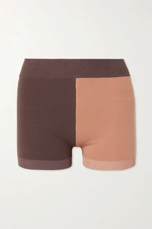 NAGNATA Net Sustain Yoni Two-tone Organic Cotton-blend Shorts