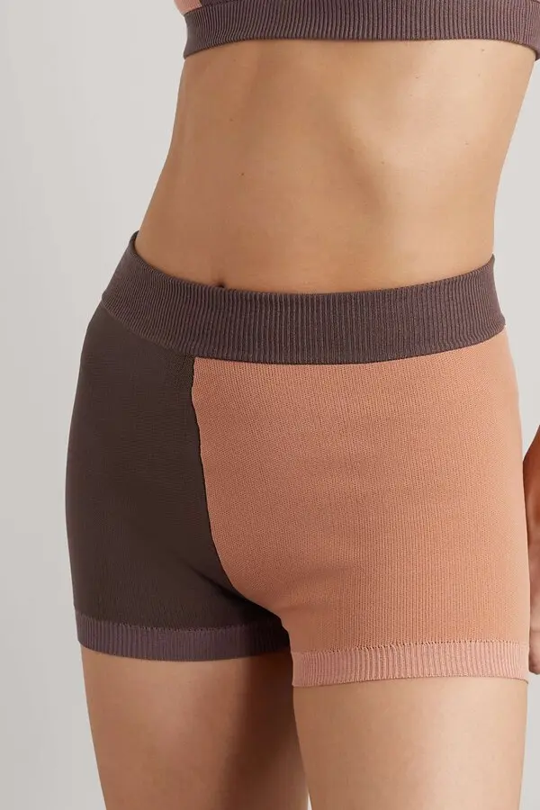 NAGNATA Net Sustain Yoni Two-tone Organic Cotton-blend Shorts