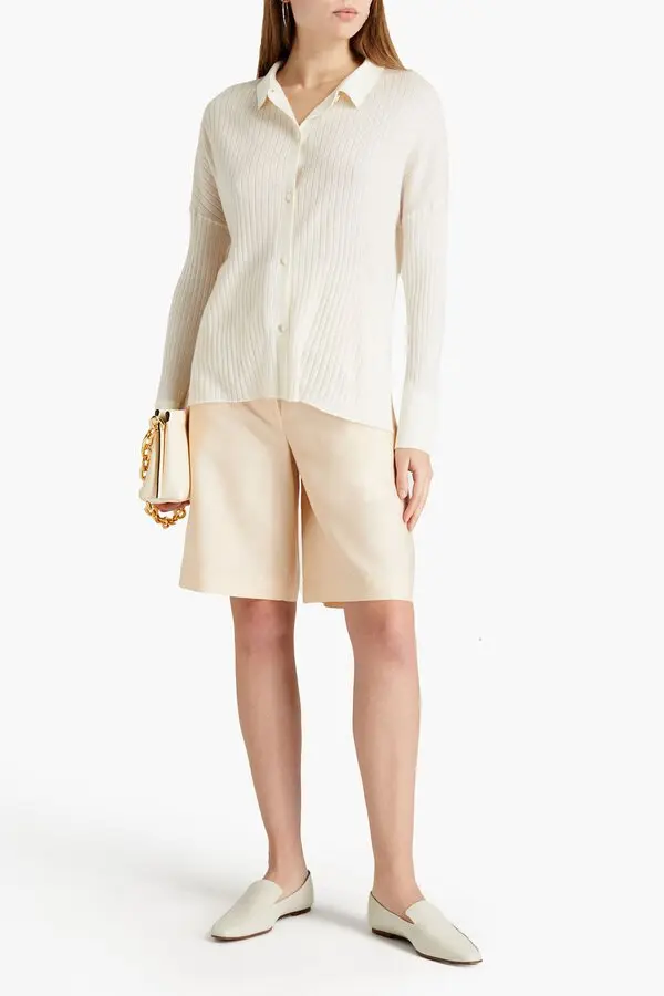 N.peal Ribbed Cashmere Cardigan - Ivory