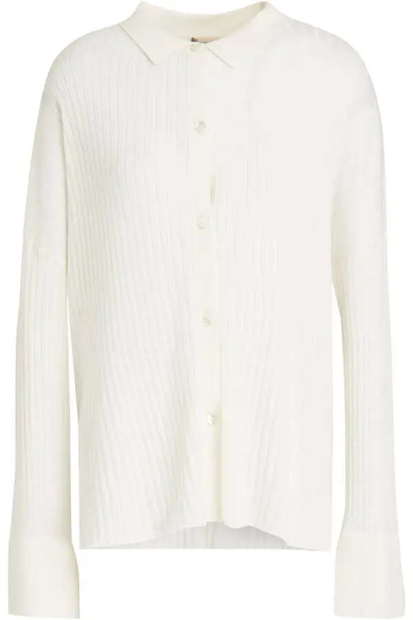 N.peal Ribbed Cashmere Cardigan