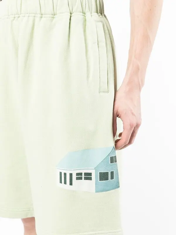 Undercover House Print Wide-leg Shorts