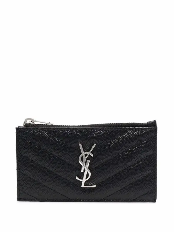Saint Laurent Logo-plaque Quilted Wallet - Black