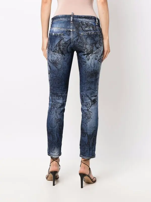 Dsquared2 Floral-print Skinny Jeans