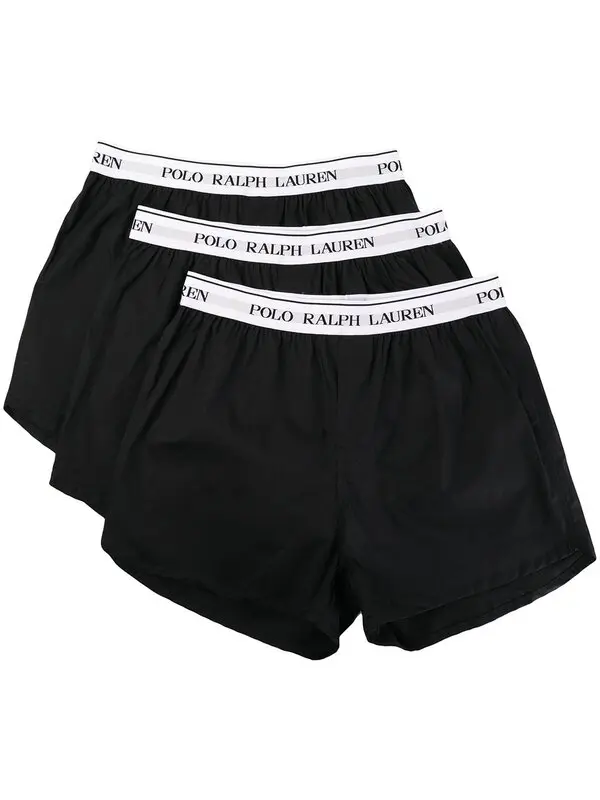 Polo Ralph Lauren Logo-waistband 3-pack Boxer Shorts - Black