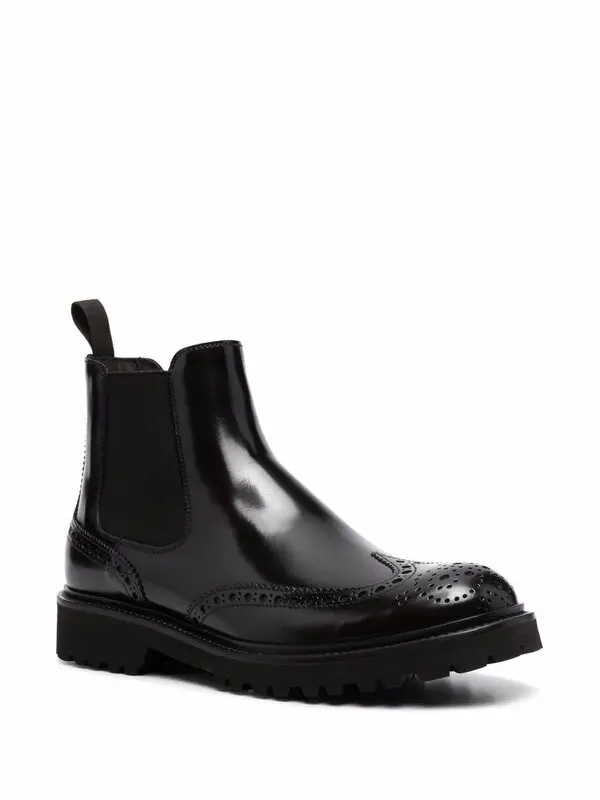 SCAROSSO Slip-on Brogue Boots - Brown