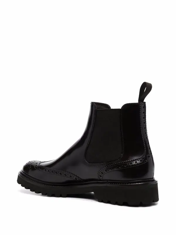 SCAROSSO Slip-on Brogue Boots - Brown