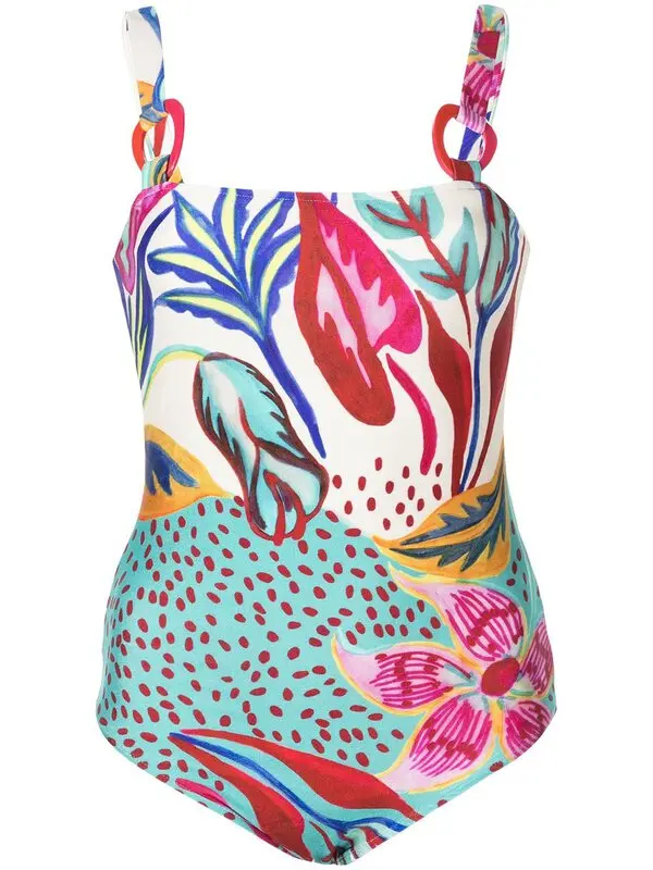 PatBO Flora Graphic Swimsuit - Blue