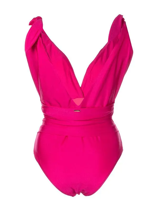 PatBO Belted Plunge-neck Swimsuit