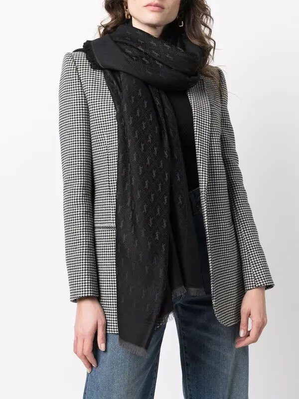 Saint Laurent Monogram Fine-knit Scarf