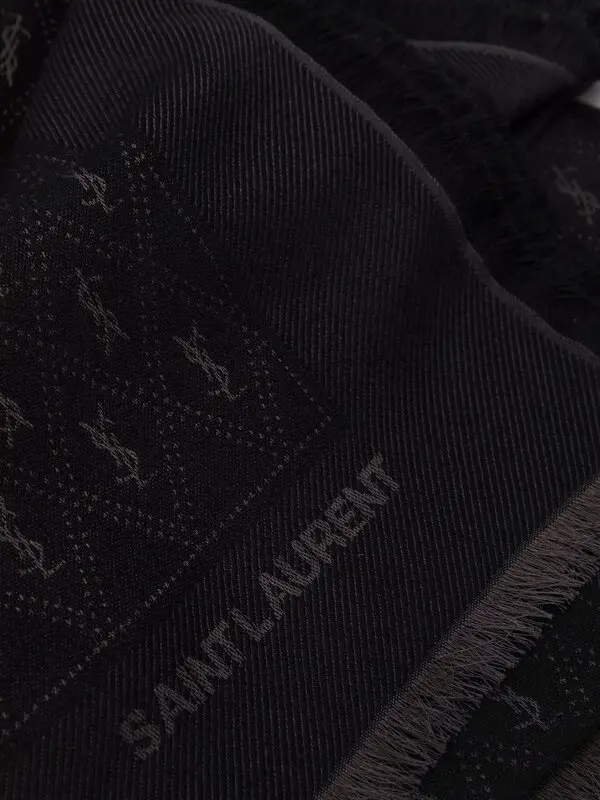 Saint Laurent Monogram Fine-knit Scarf
